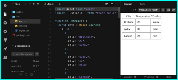 Creating Tables Using React Table Library